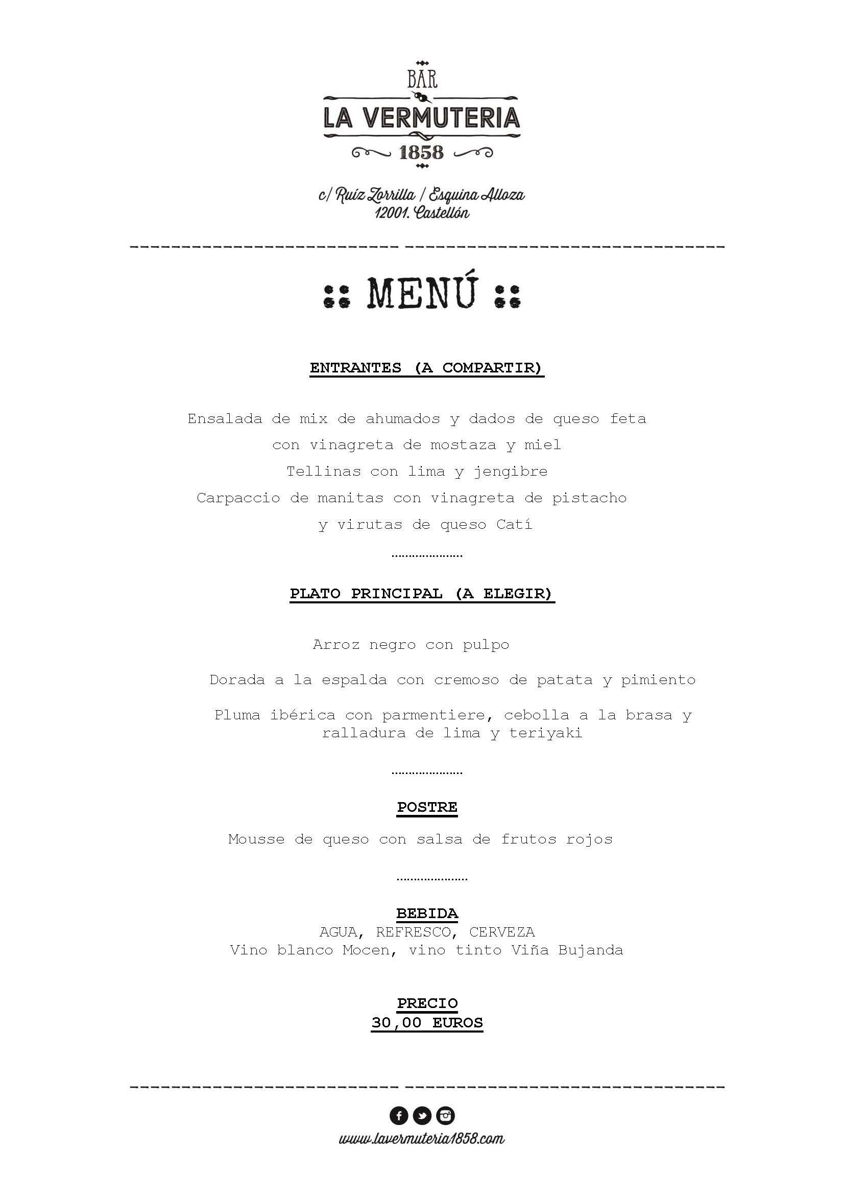 Menús Especiales en La Vermuteria 1858 – La Vermutería 1858 · Bar ...